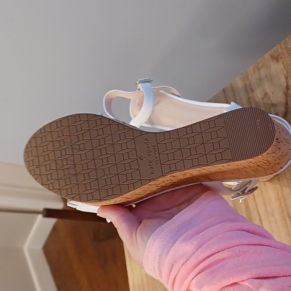 kate spade | Shoes | New Kate Spade Thomas White Leather Ruffle Cork ...